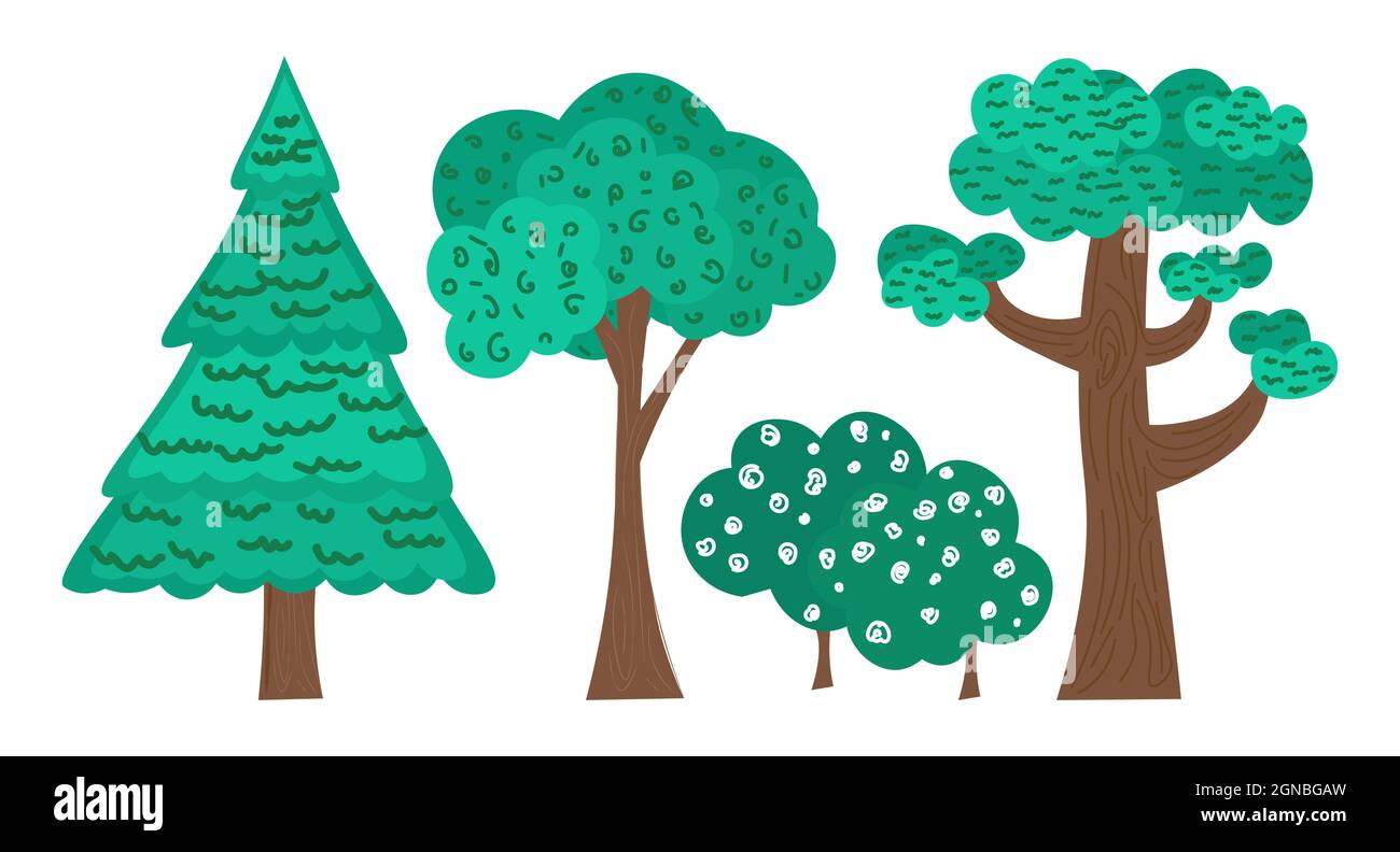 set of trees isolated on white background. Vector illustration Stock ...