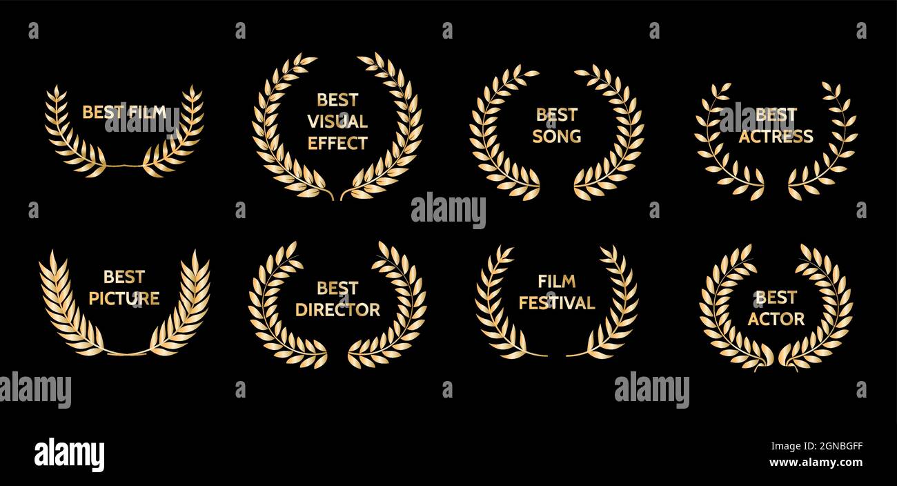 Gold film awards. Golden award wreaths. Vector illustration Stock ...