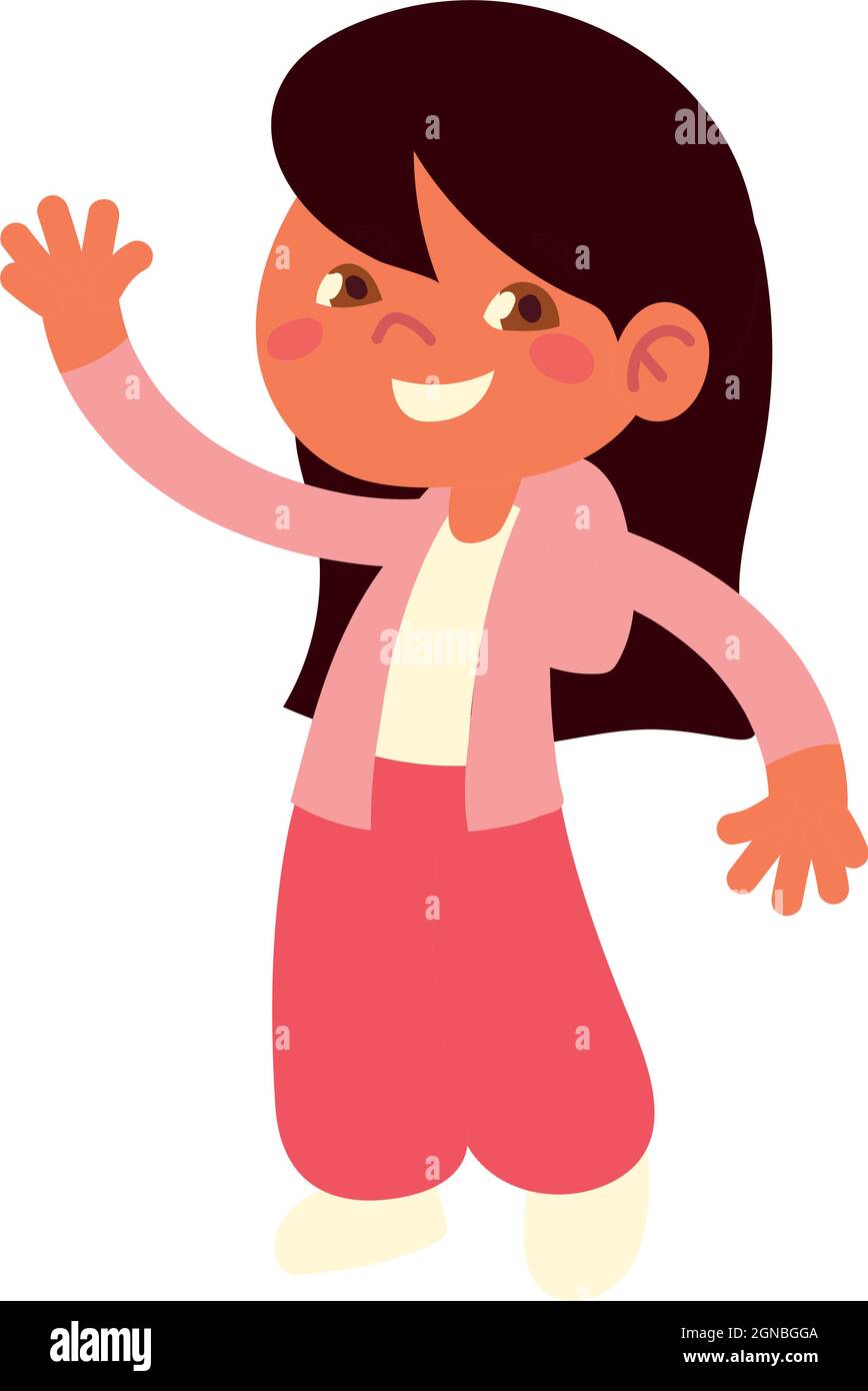 little girl waving hand Stock Vector Image & Art - Alamy