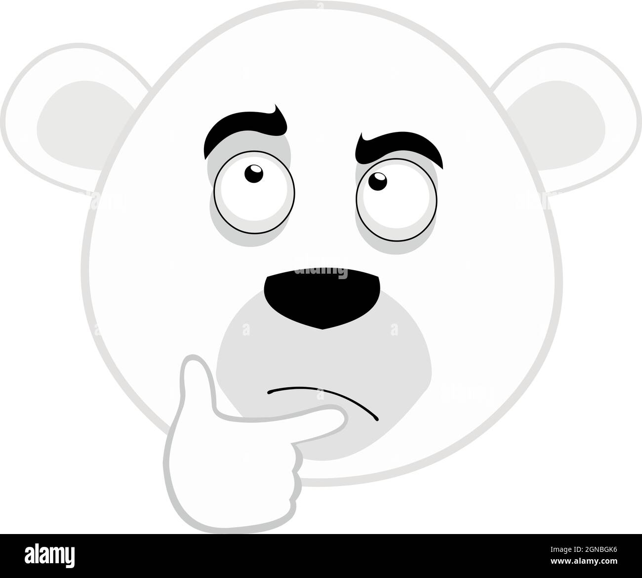 Vector emoticon illustration of the face of a cartoon polar bear with a ...
