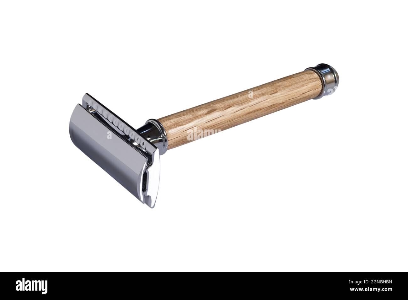 razor with wooden handle on white background Stock Photo - Alamy