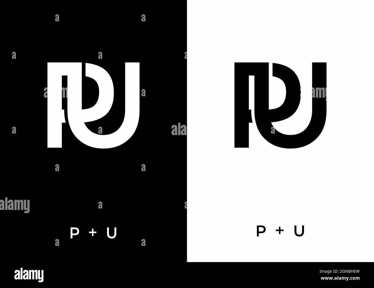 Black and white color of PU initial letter design Stock Vector Image ...