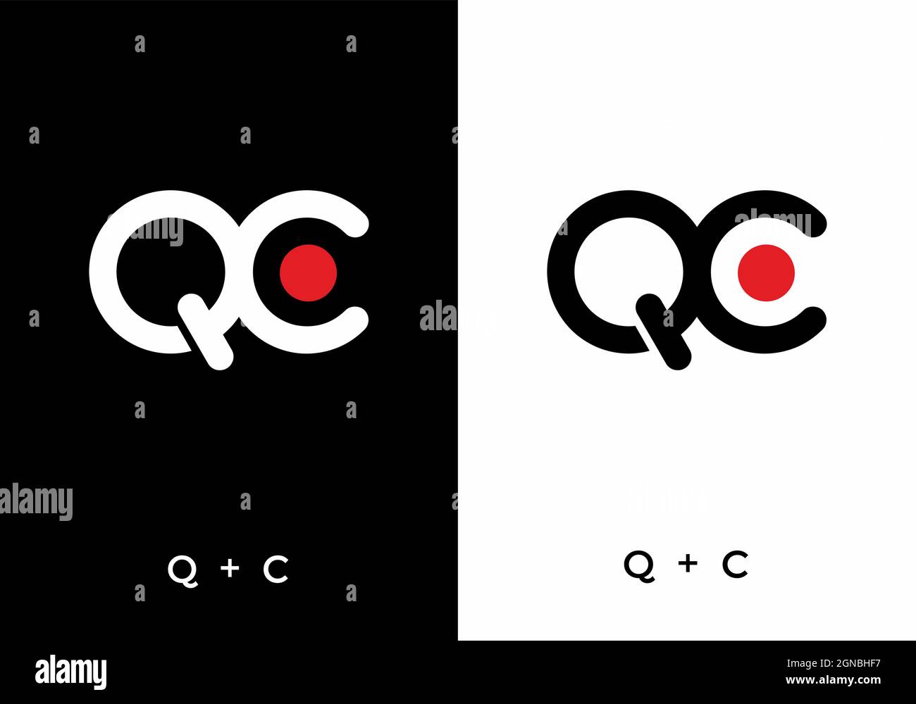 Black and white color of QC initial letter design Stock Vector Image ...