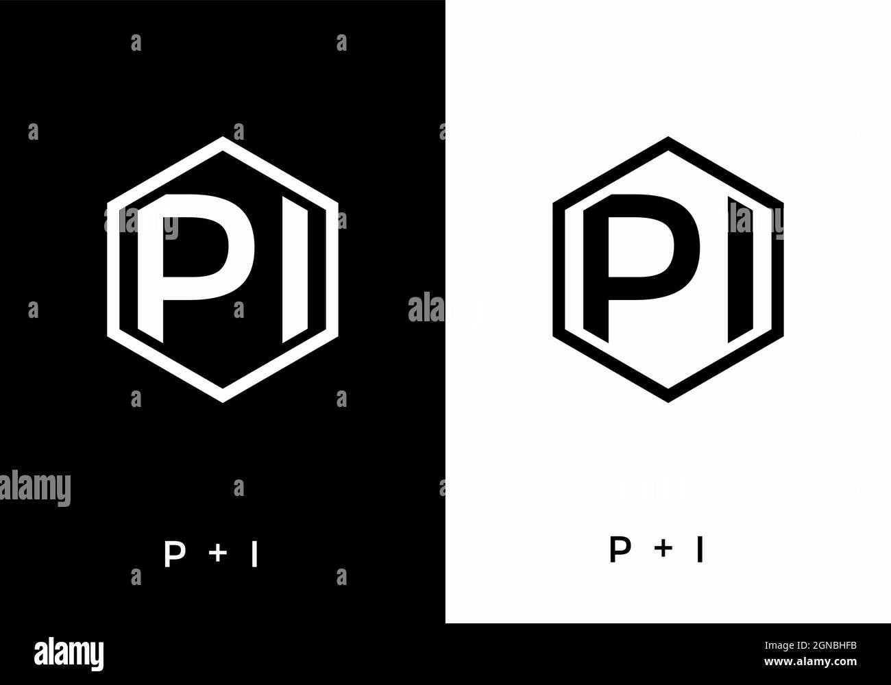 Black and white color of PI initial letter design Stock Vector Image ...