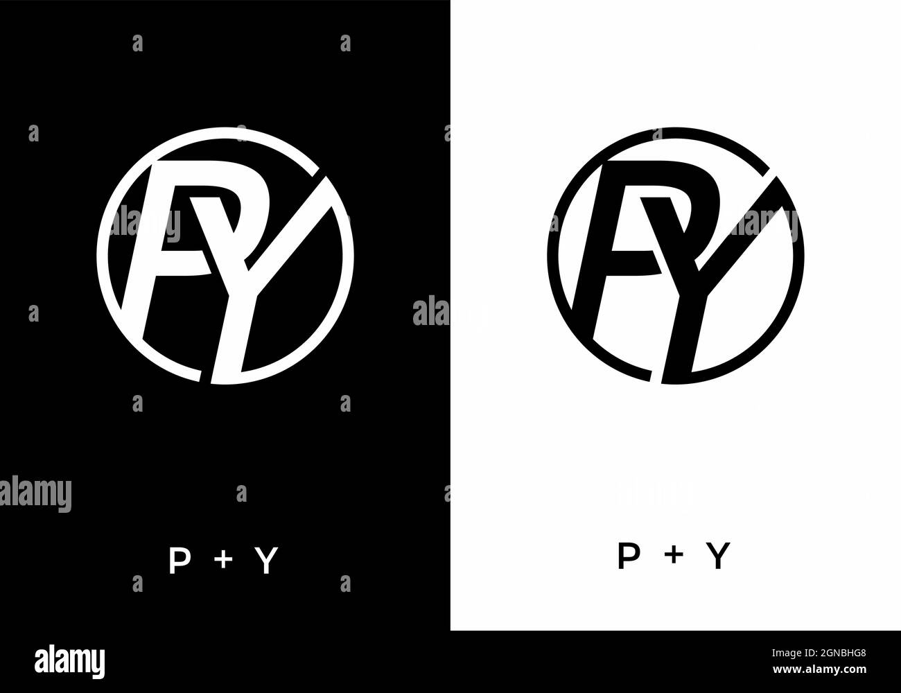 Black and white color of PY initial letter design Stock Vector Image ...