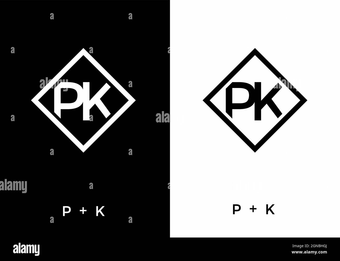 Black and white color of PK initial letter design Stock Vector Image ...