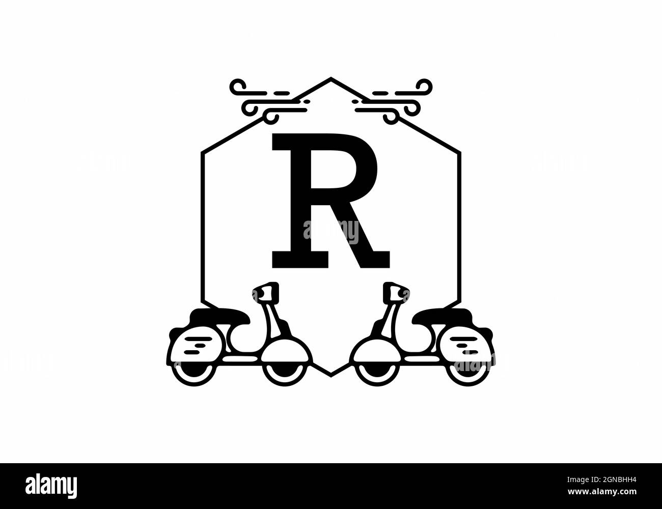 Initial letter R in scooter frame design Stock Vector Image & Art - Alamy