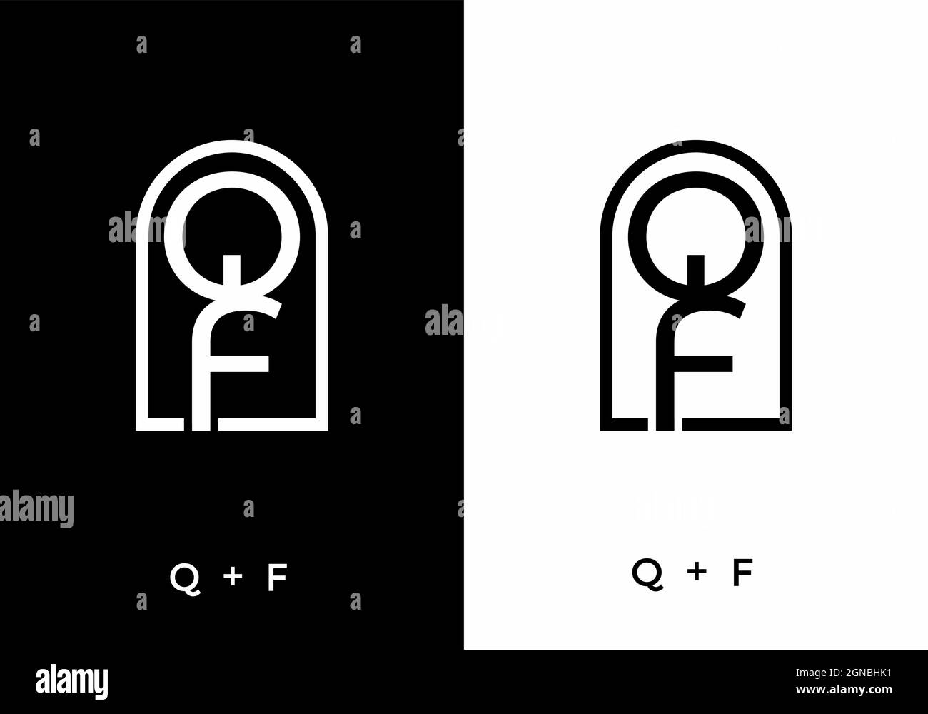 Black and white color of QF initial letter design Stock Vector Image ...