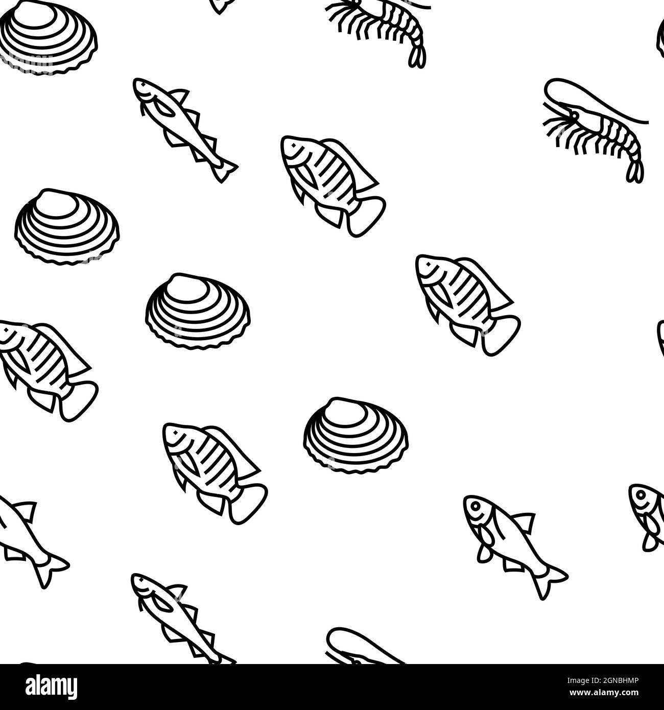 Commercial Fishing Aquaculture Vector Seamless Pattern Stock Vector ...