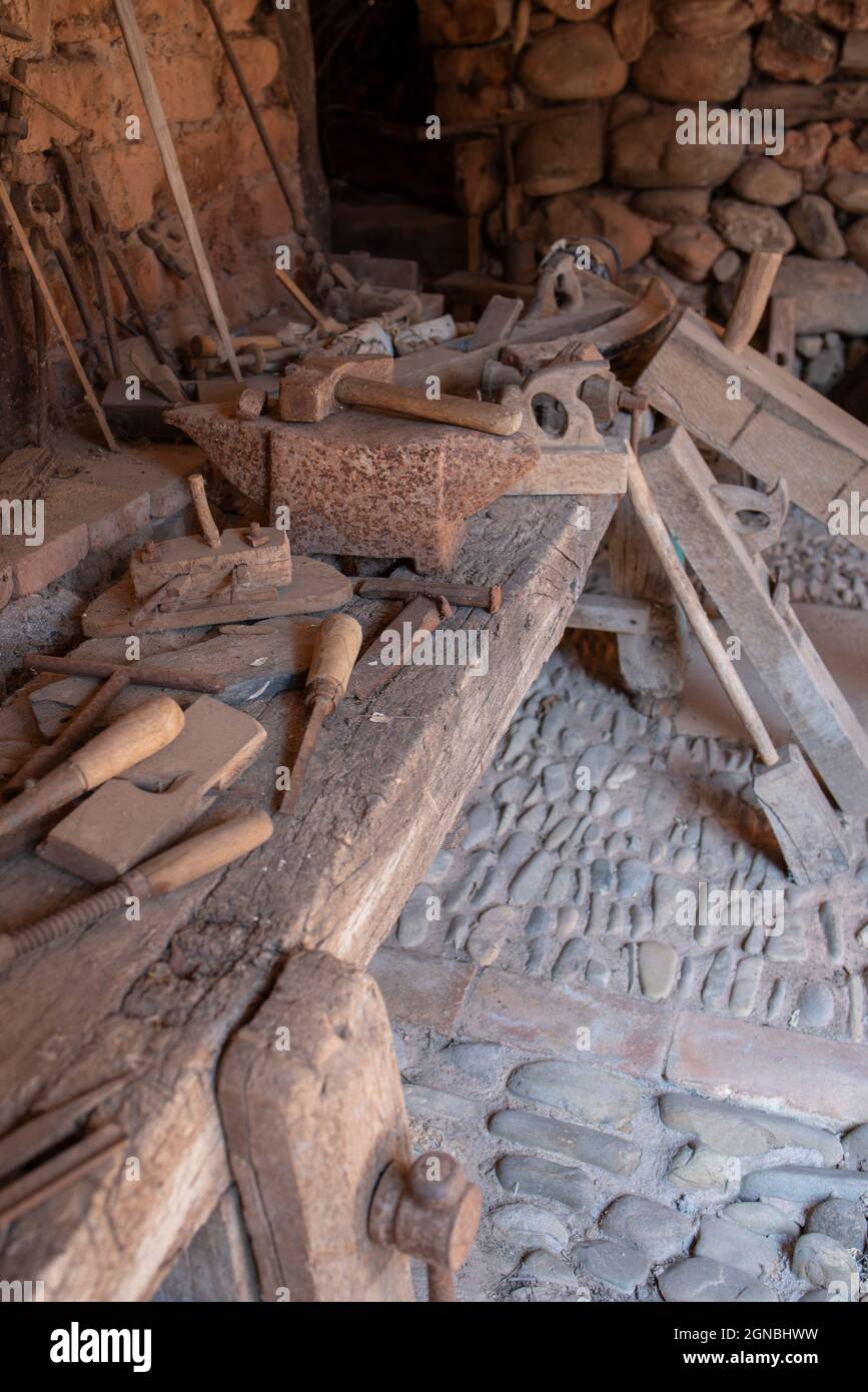 work tools in an old carpentry workshop Stock Photo - Alamy