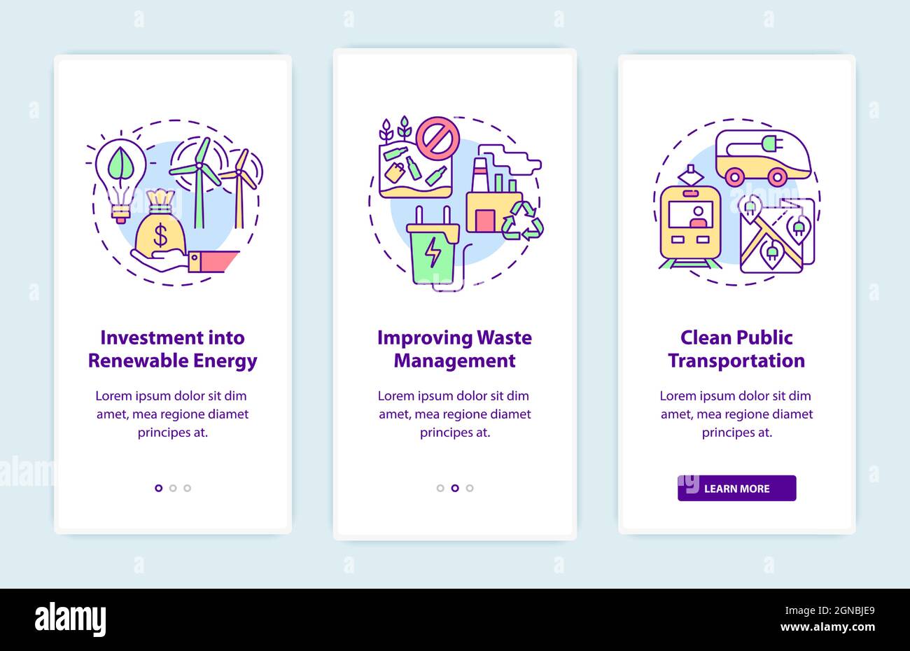 Reducing air pollution onboarding mobile app page screen Stock Vector ...