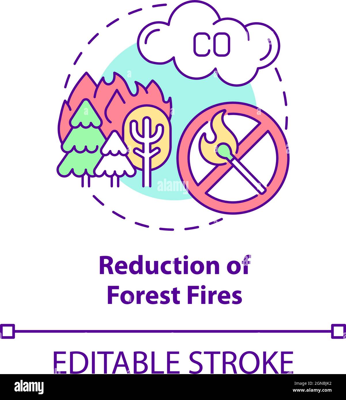 Forest fires reduction concept icon Stock Vector Image & Art - Alamy