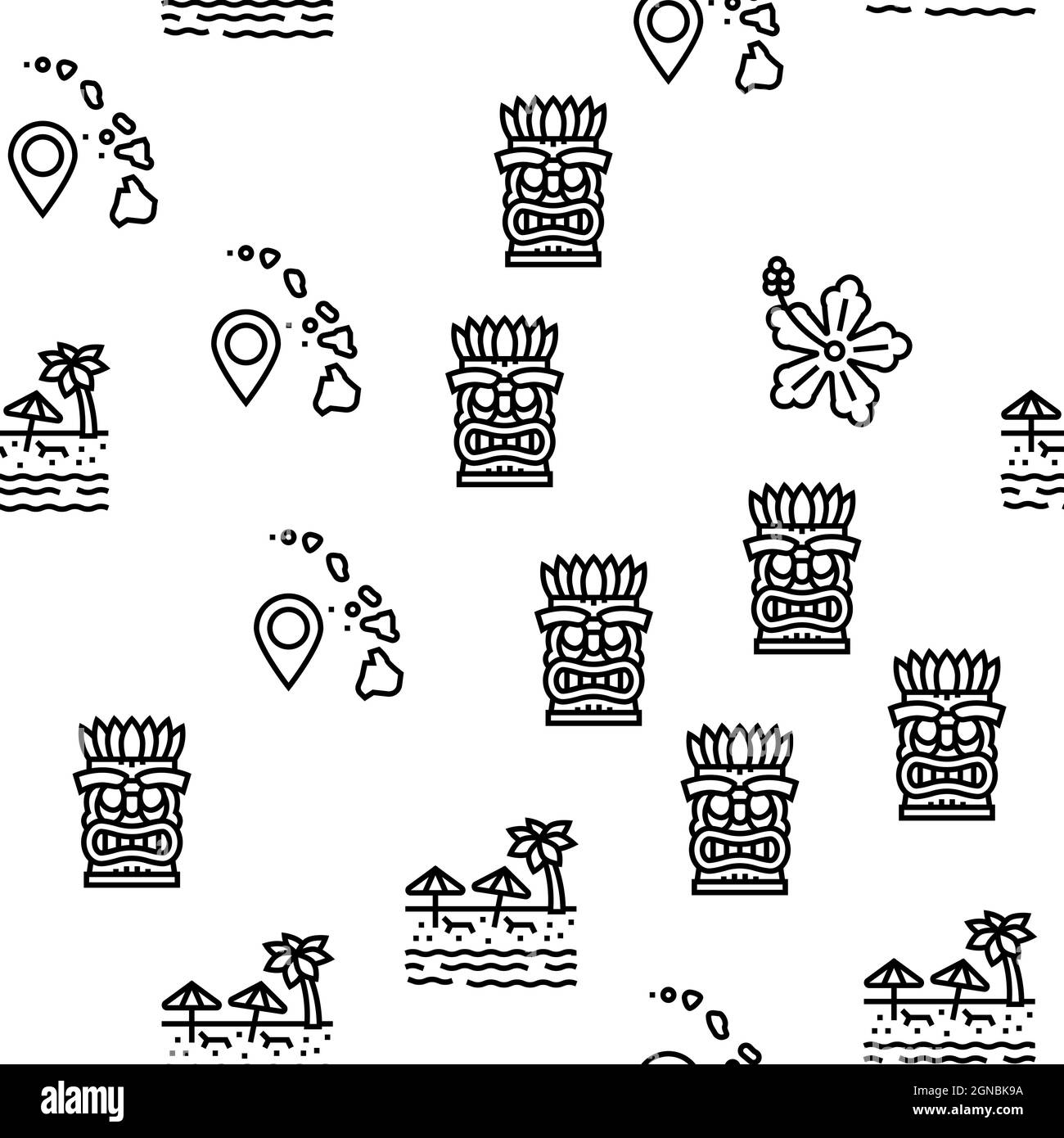 Hawaii Island Vacation Resort Vector Seamless Pattern Stock Vector ...