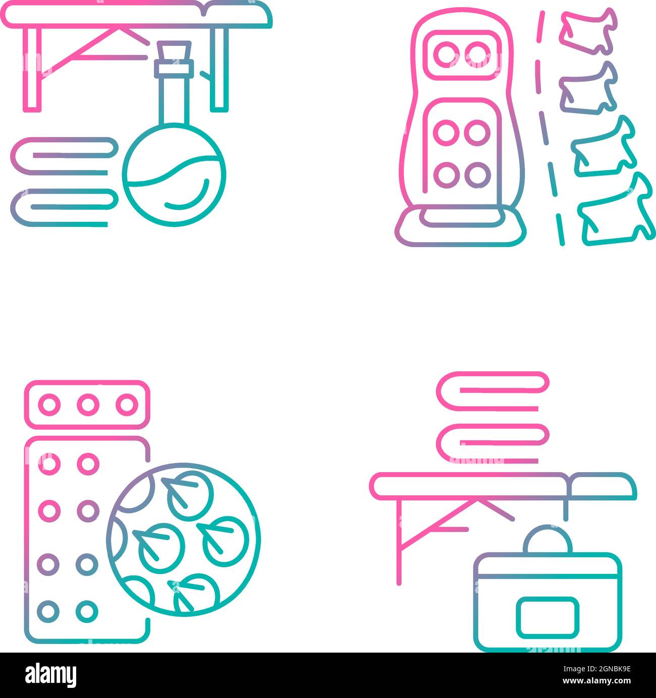 Back massage equipment gradient linear vector icons set Stock Vector ...