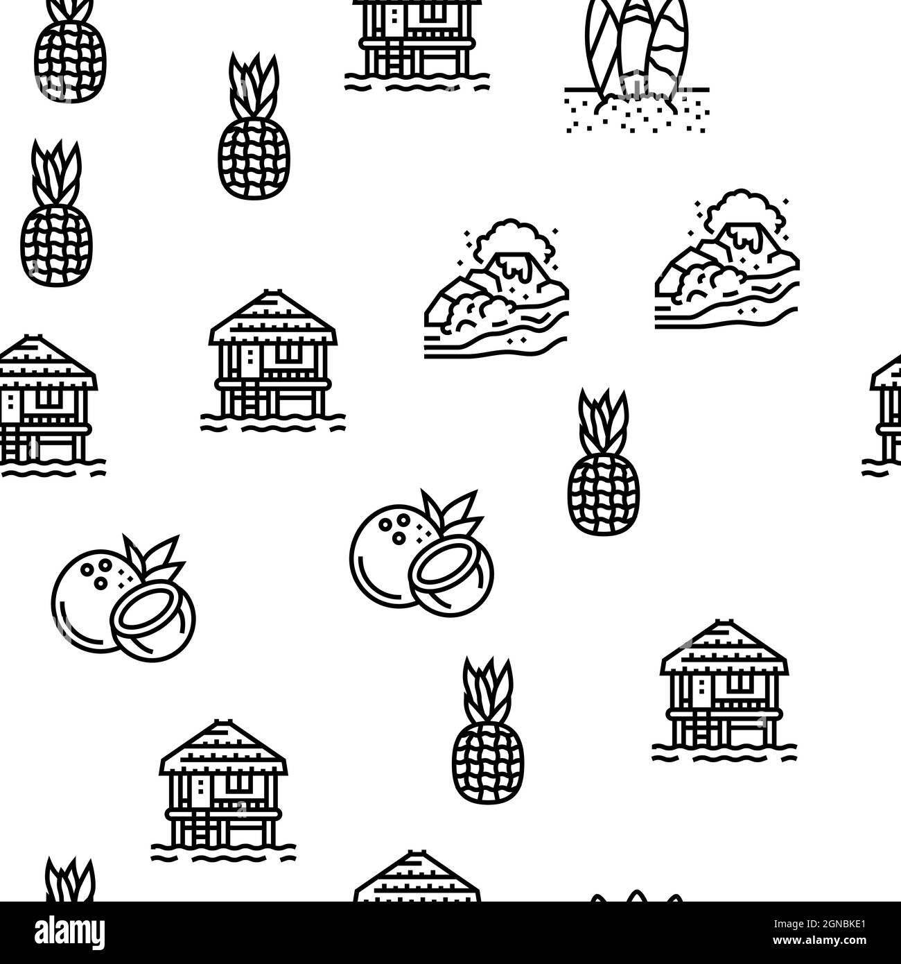 Hawaii Island Vacation Resort Vector Seamless Pattern Stock Vector ...