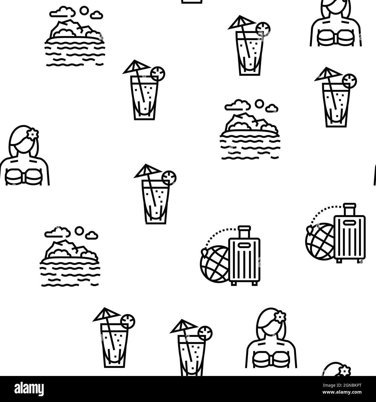 Hawaii Island Vacation Resort Vector Seamless Pattern Stock Vector ...