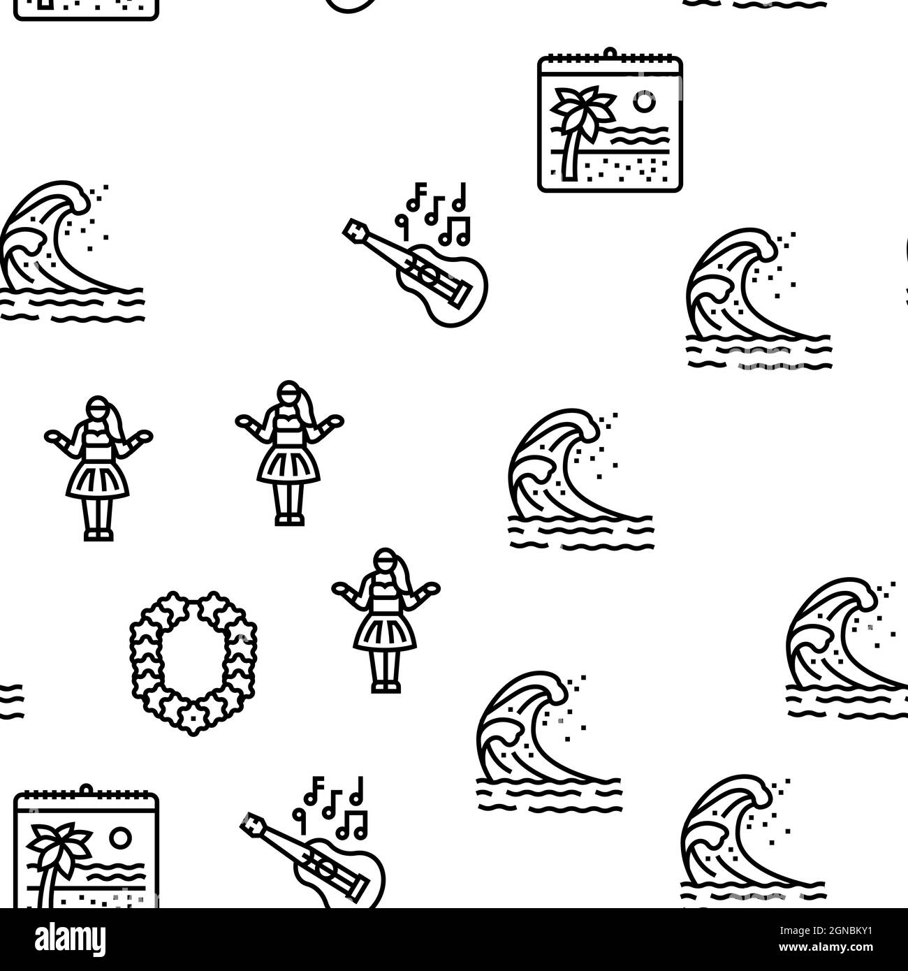 Hawaii Island Vacation Resort Vector Seamless Pattern Stock Vector ...