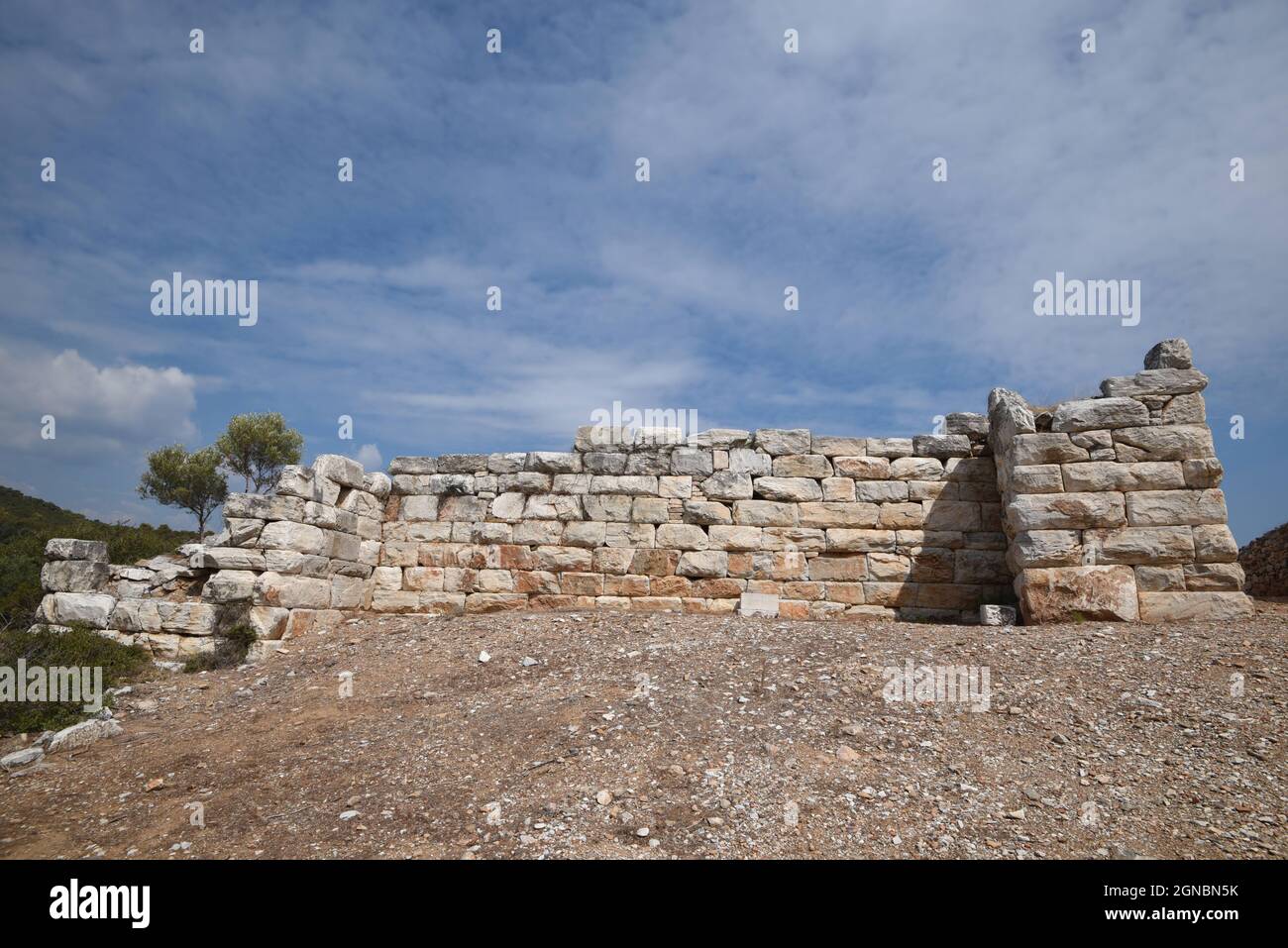 Southern gate of Ramnous ancient fortified Acropolis with the 6th c. B ...