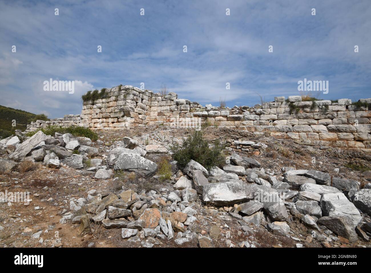 Southern gate of Ramnous ancient fortified Acropolis with the 6th c. B ...