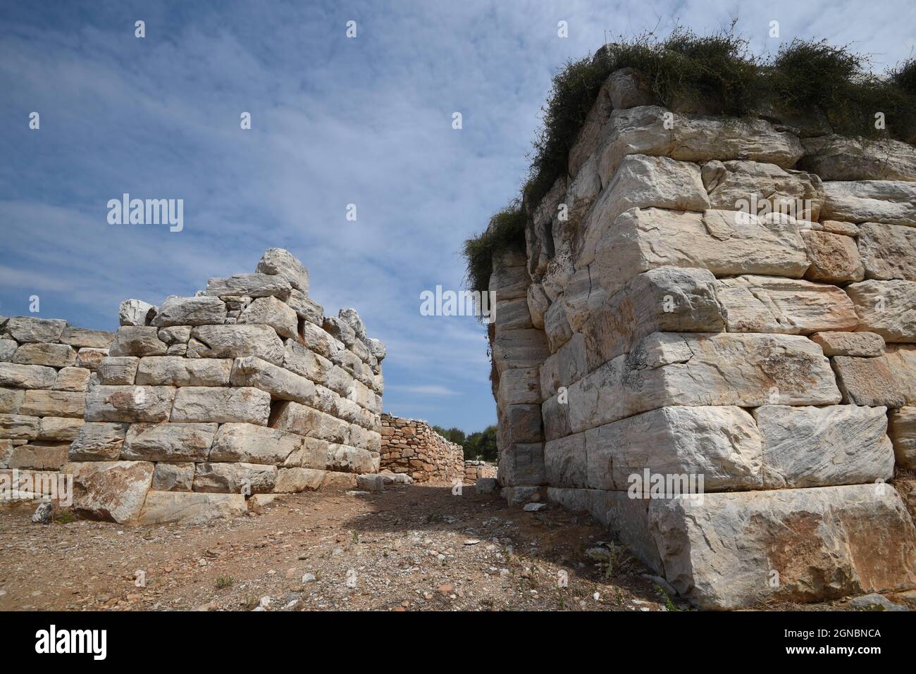 Southern gate of Ramnous ancient fortified Acropolis with the 6th c. B ...