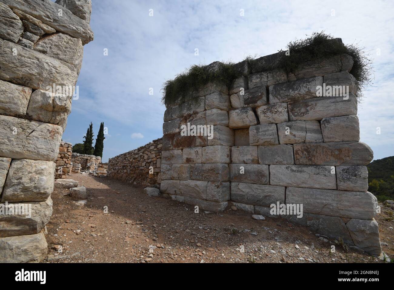 Southern gate of Ramnous ancient fortified Acropolis with the 6th c. B ...