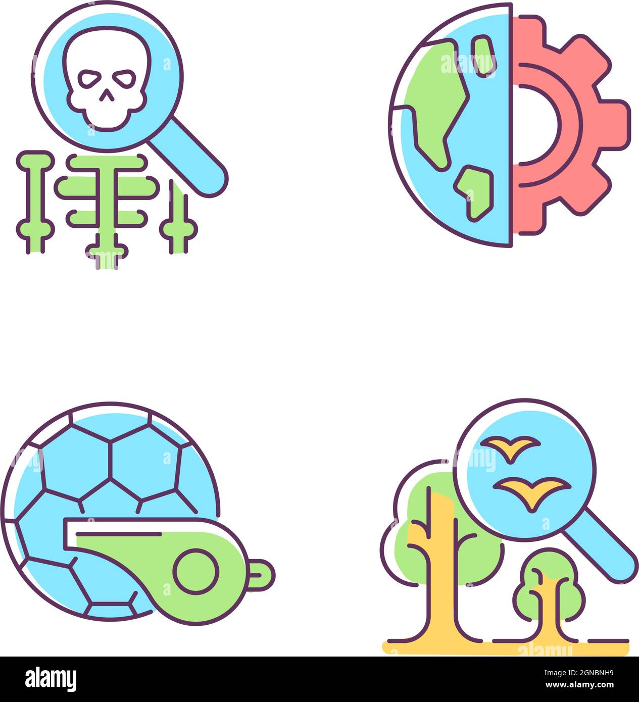 Variety of school subjects RGB color icons set Stock Vector Image & Art ...