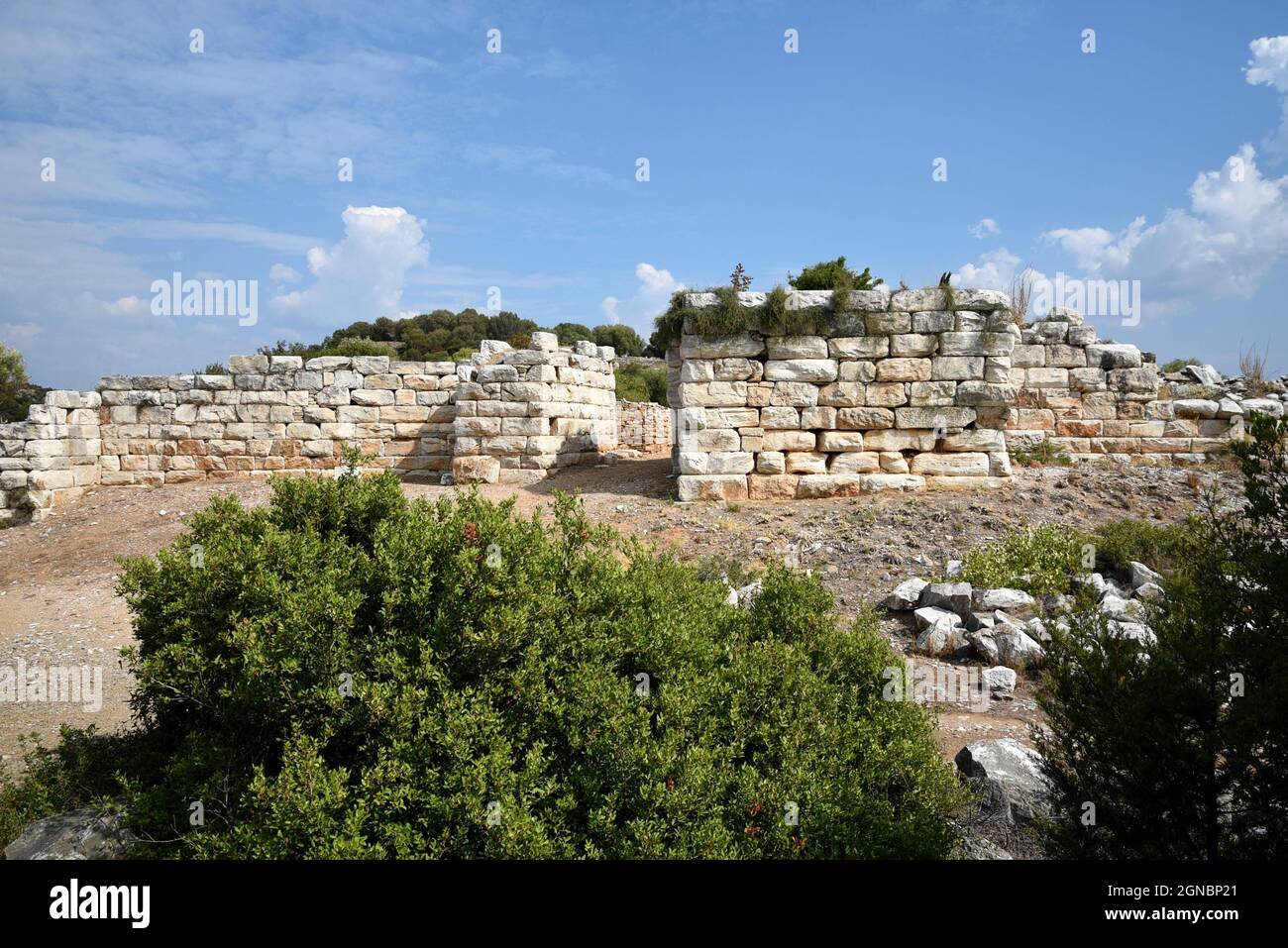 Southern gate of Ramnous ancient fortified Acropolis with the 6th c. B ...
