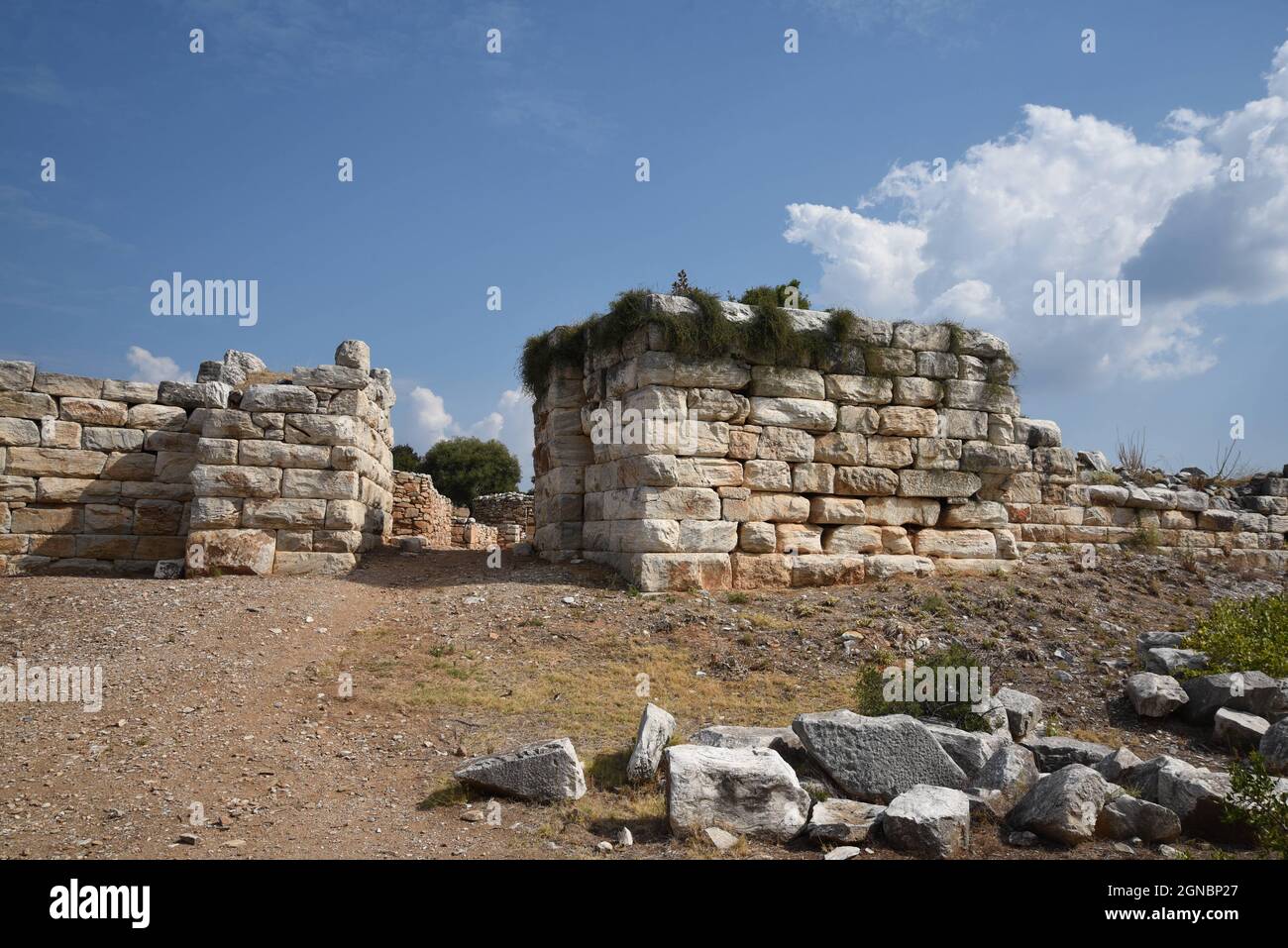 Southern gate of Ramnous ancient fortified Acropolis with the 6th c. B ...
