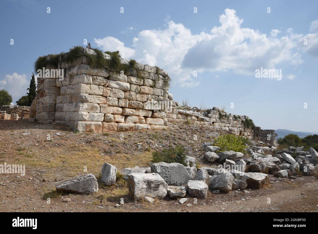 Southern gate of Ramnous ancient fortified Acropolis with the 6th c. B ...