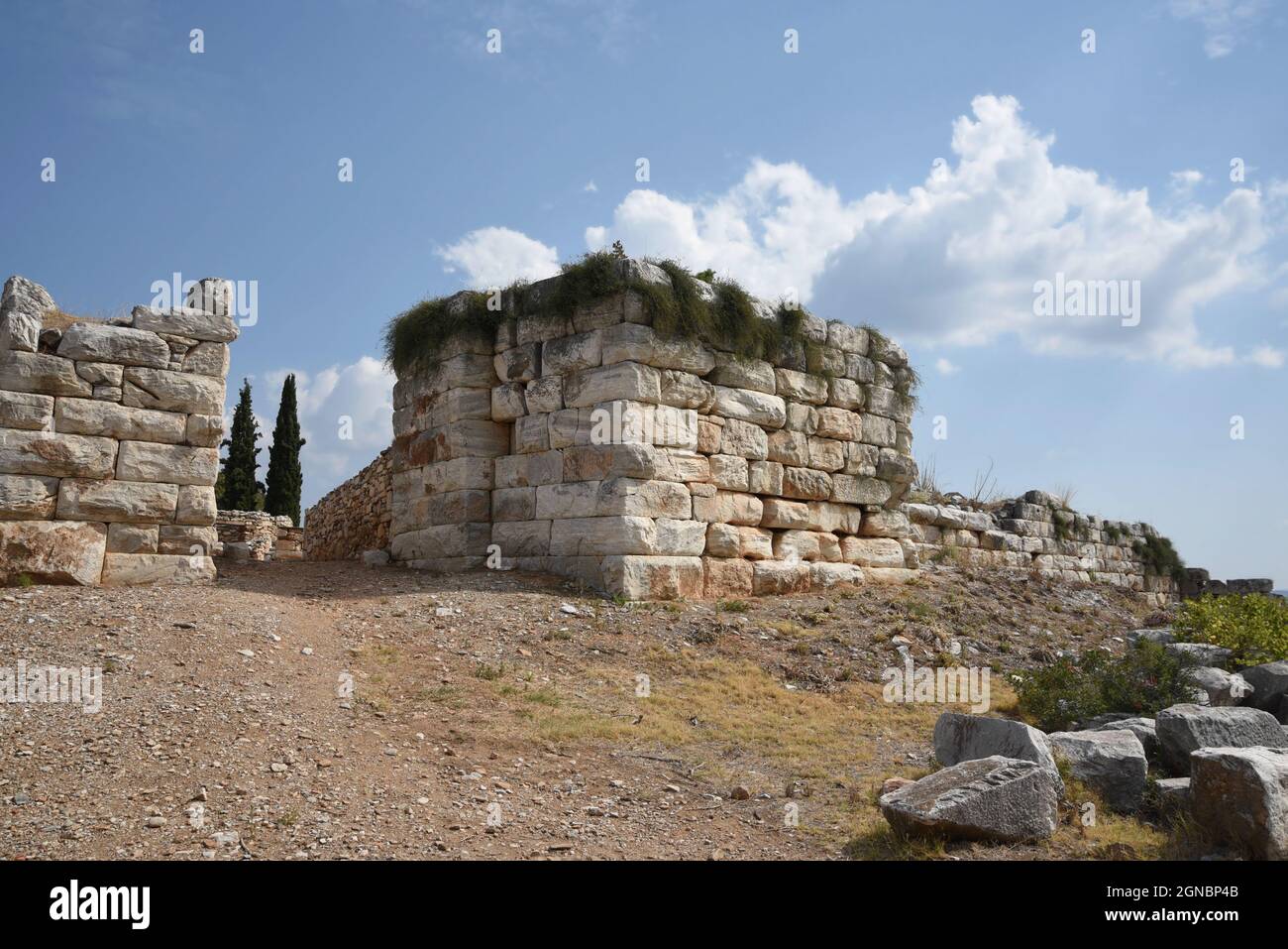 Southern gate of Ramnous ancient fortified Acropolis with the 6th c. B ...