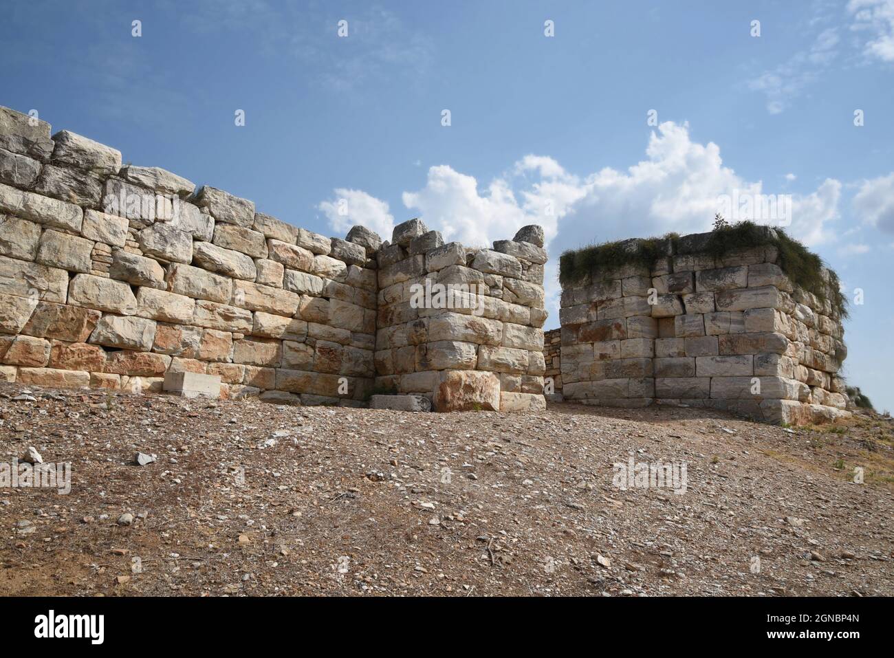 Southern gate of Ramnous ancient fortified Acropolis with the 6th c. B ...