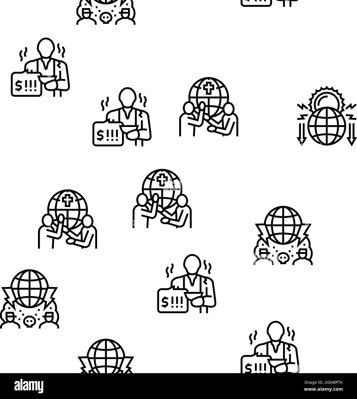 Social Public Problems Worldwide Vector Seamless Pattern Stock Vector ...