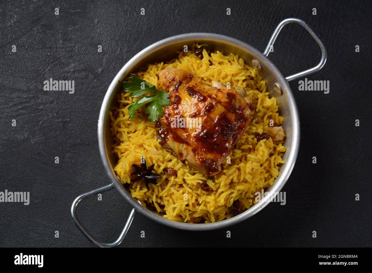The National Saudi Arabian Dish Chicken Kabsa With Roasted Chicken