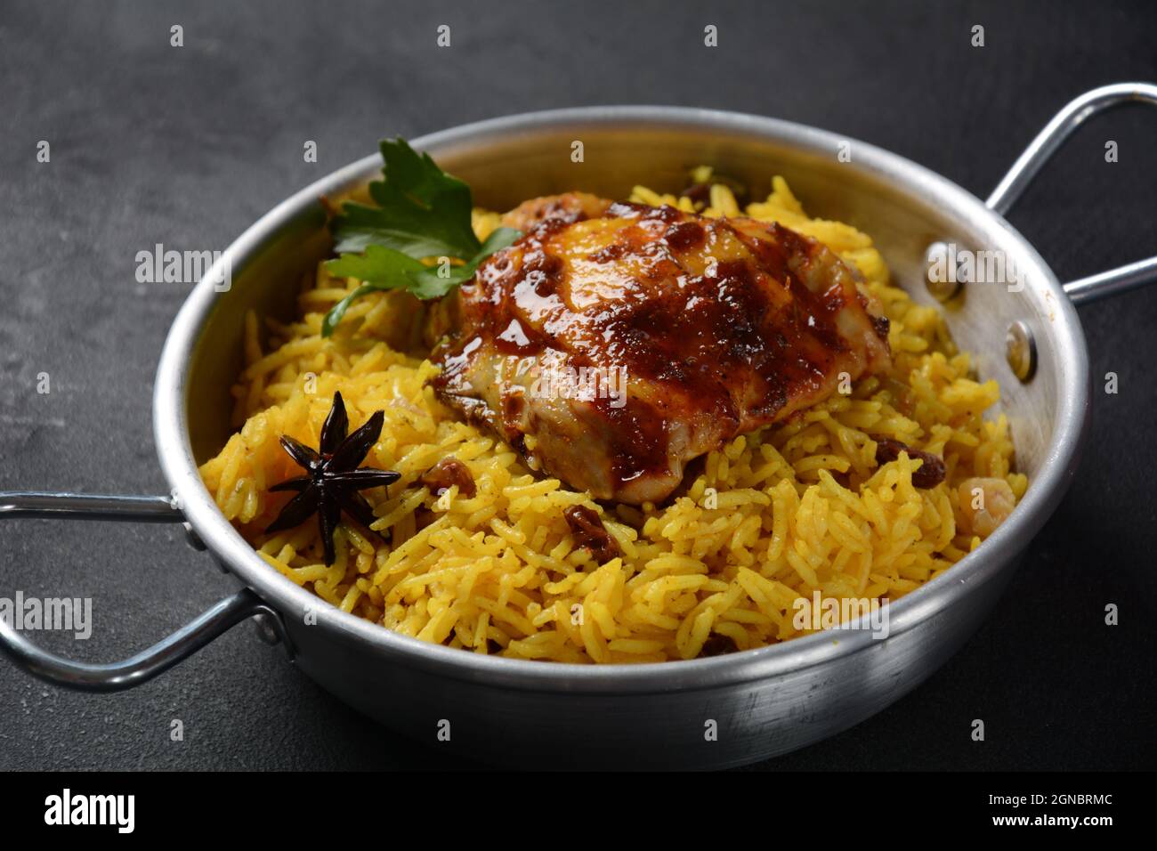 The National Saudi Arabian Dish Chicken Kabsa With Roasted Chicken