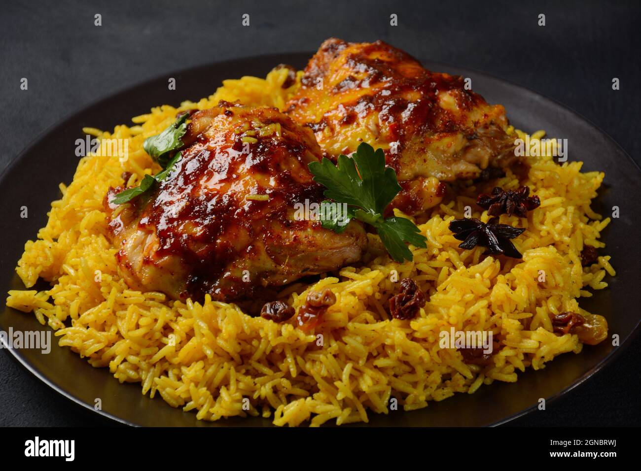 The National Saudi Arabian Dish Chicken Kabsa With Roasted Chicken
