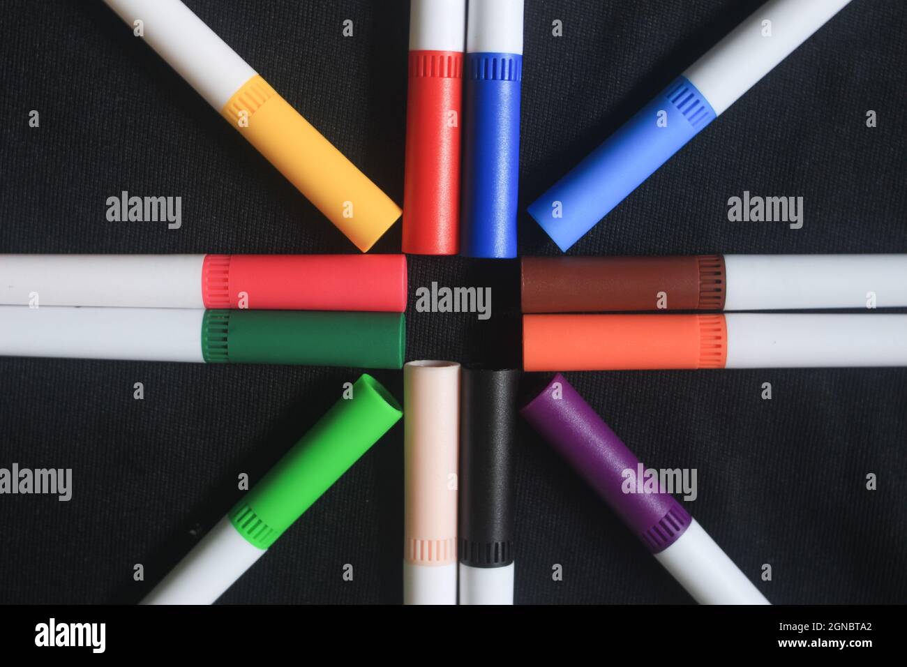 an array of markers or colored pencils produces a beautiful bright ...