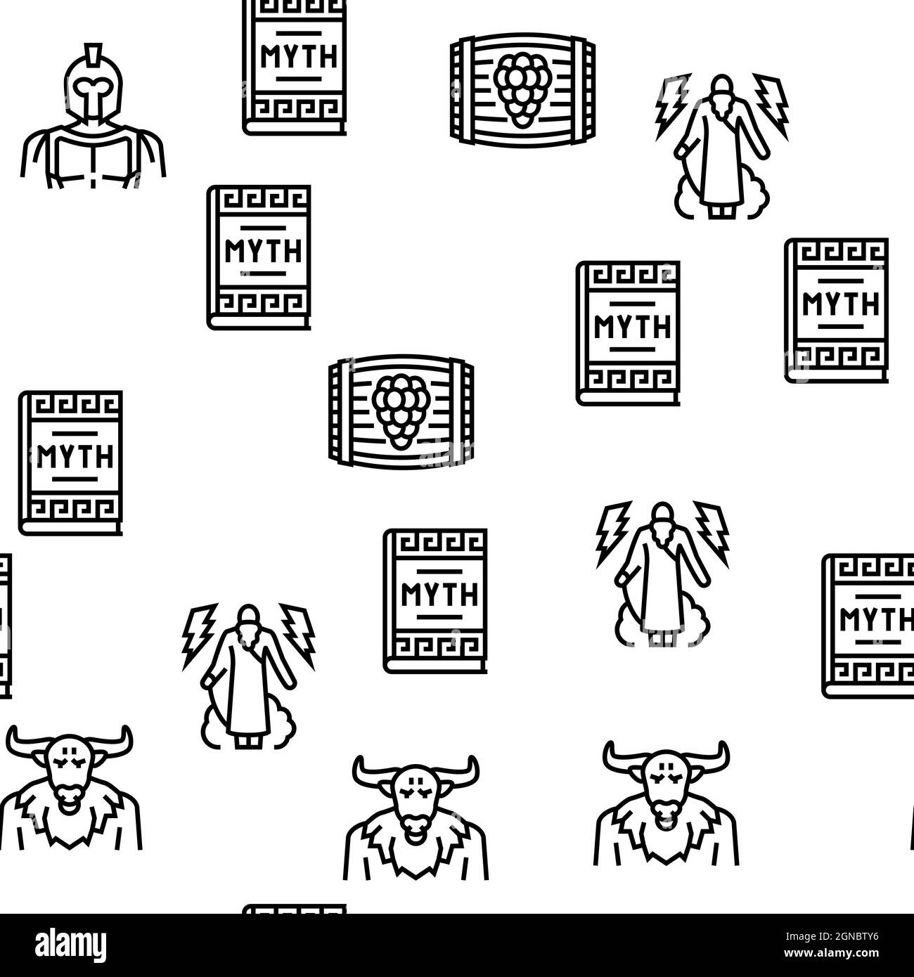 Ancient Greece Mythology History Vector Seamless Pattern Stock Vector ...