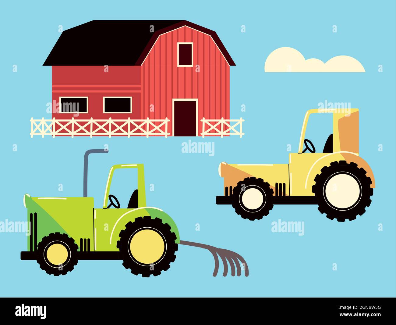 farming barn and tractor Stock Vector Image & Art - Alamy