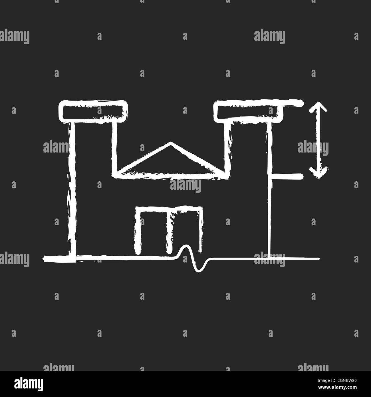 Parapet walls minimum height chalk white icon on dark background Stock ...