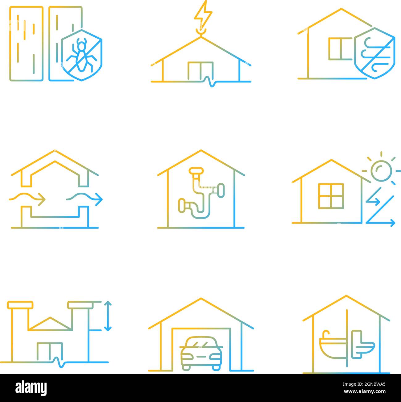 Home building standards gradient linear vector icons set Stock Vector ...