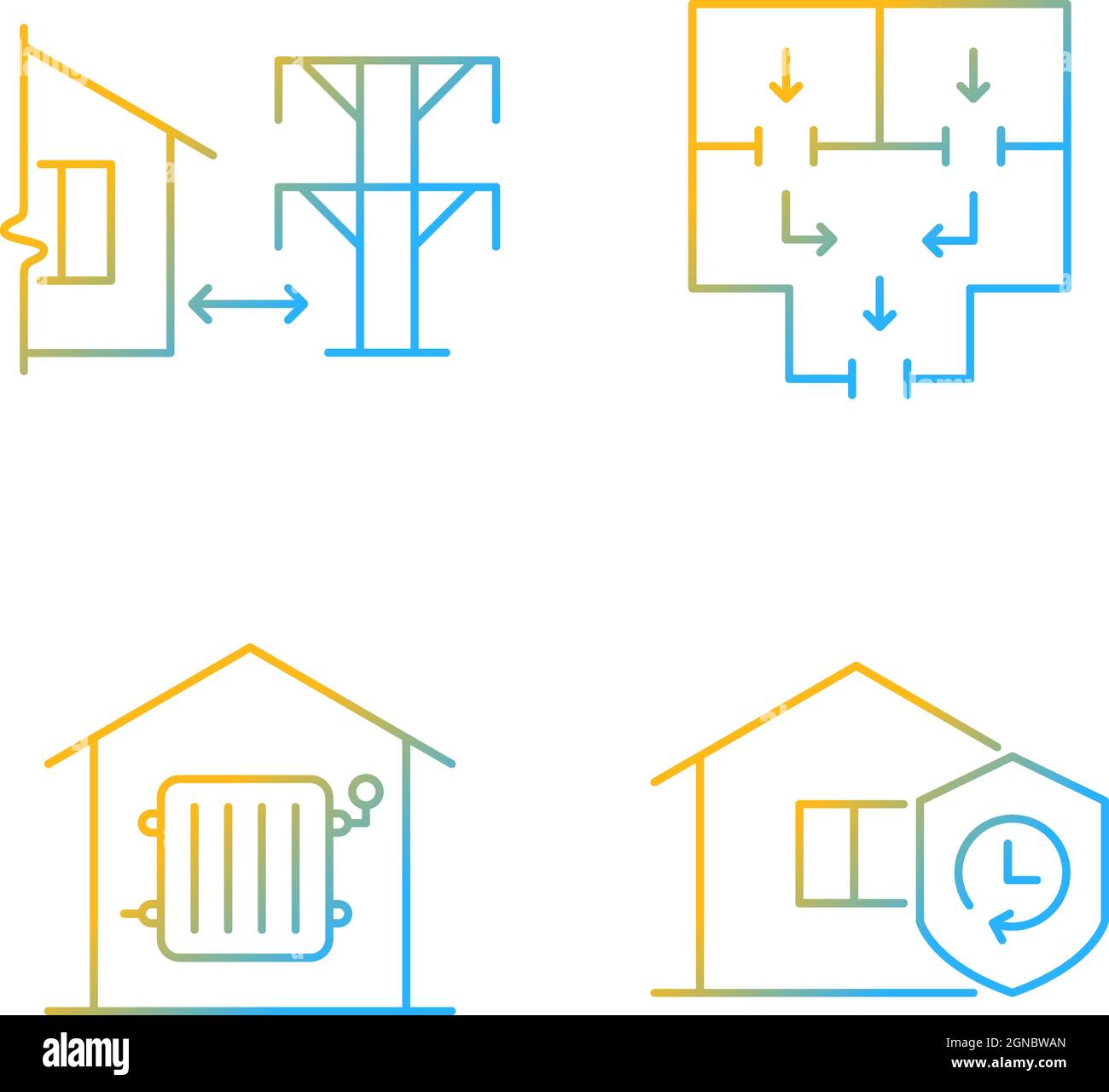 Home building regulation gradient linear vector icons set Stock Vector ...