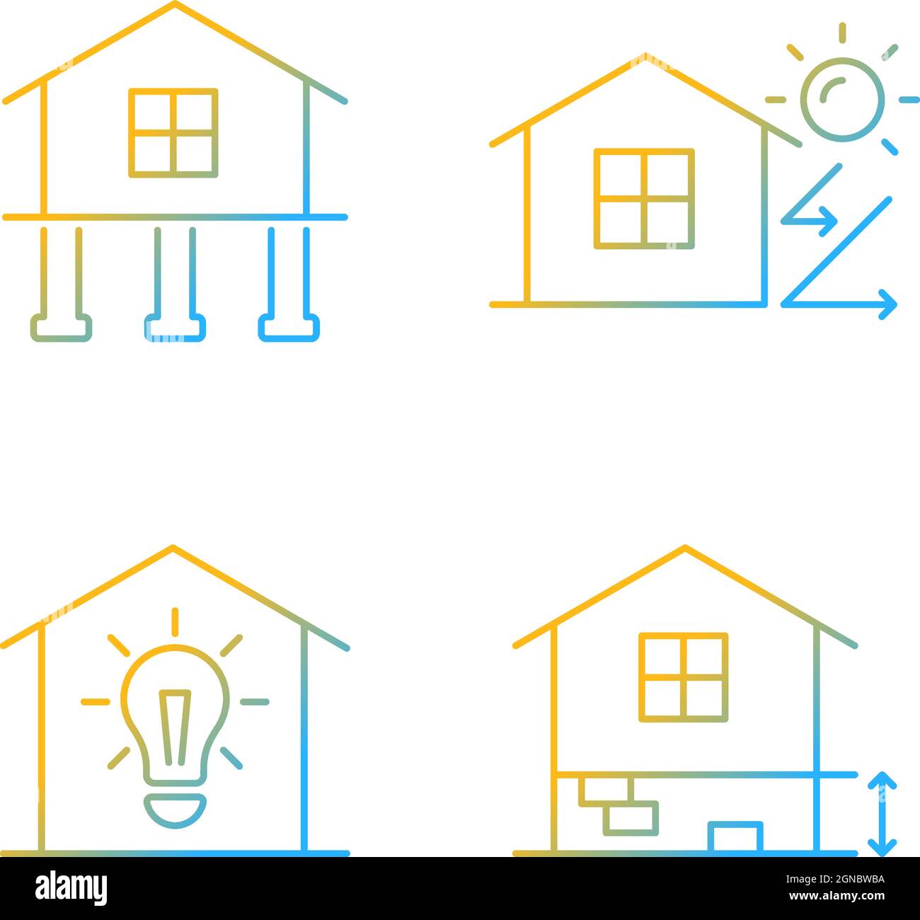 Residential building gradient linear vector icons set Stock Vector ...