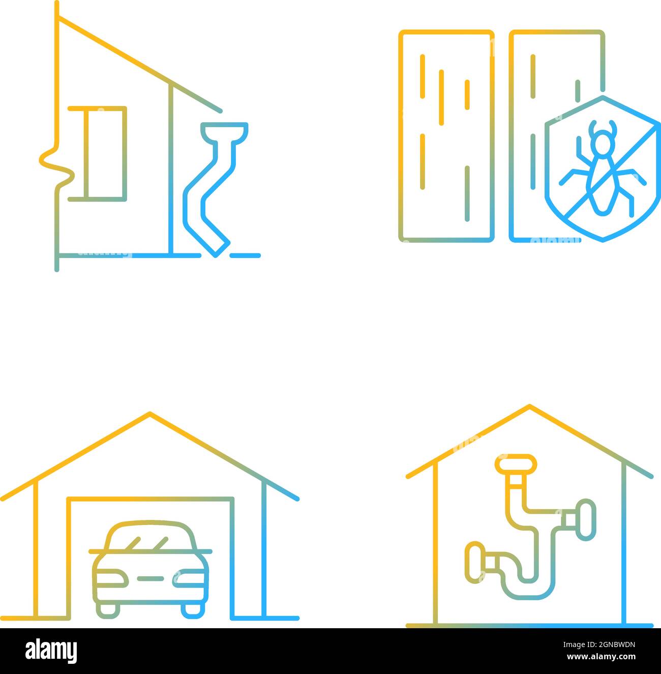 Residential construction gradient linear vector icons set Stock Vector ...