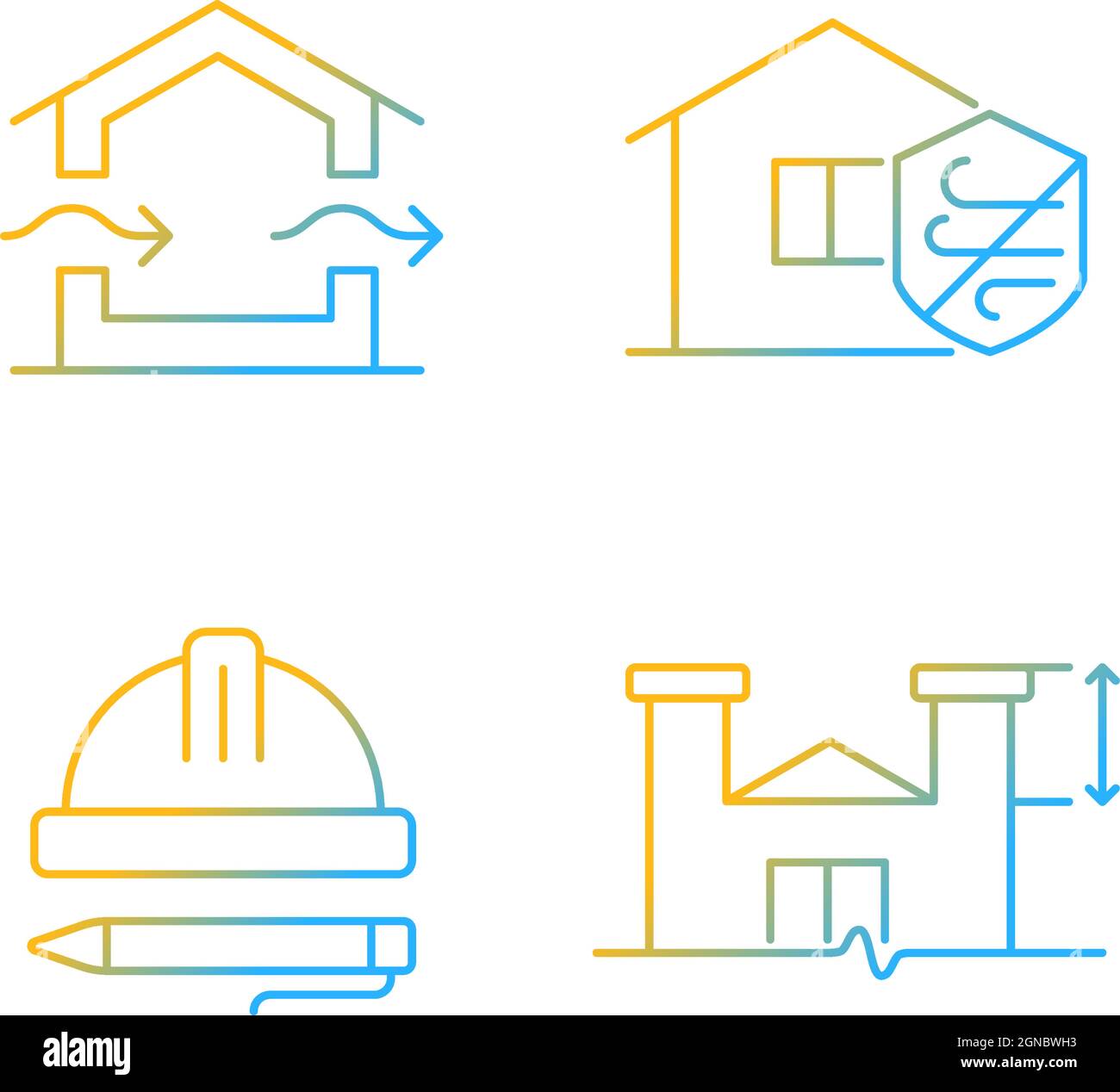 Standards for residential construction gradient linear vector icons set ...