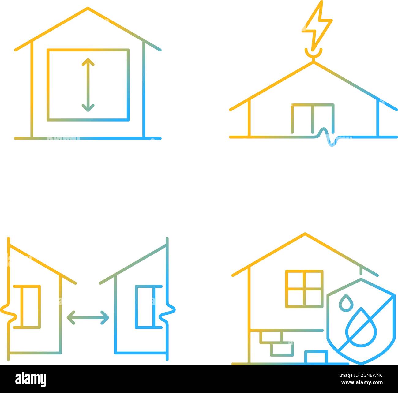 Building safe house gradient linear vector icons set Stock Vector Image ...