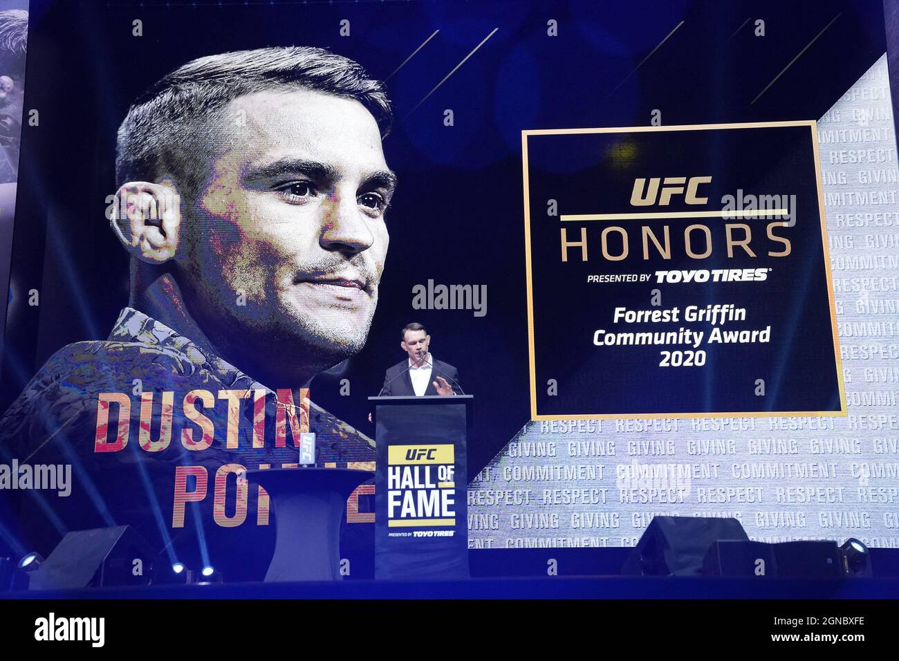 Forrest Griffin presents Dustin Poirer with the inagural Forrest ...