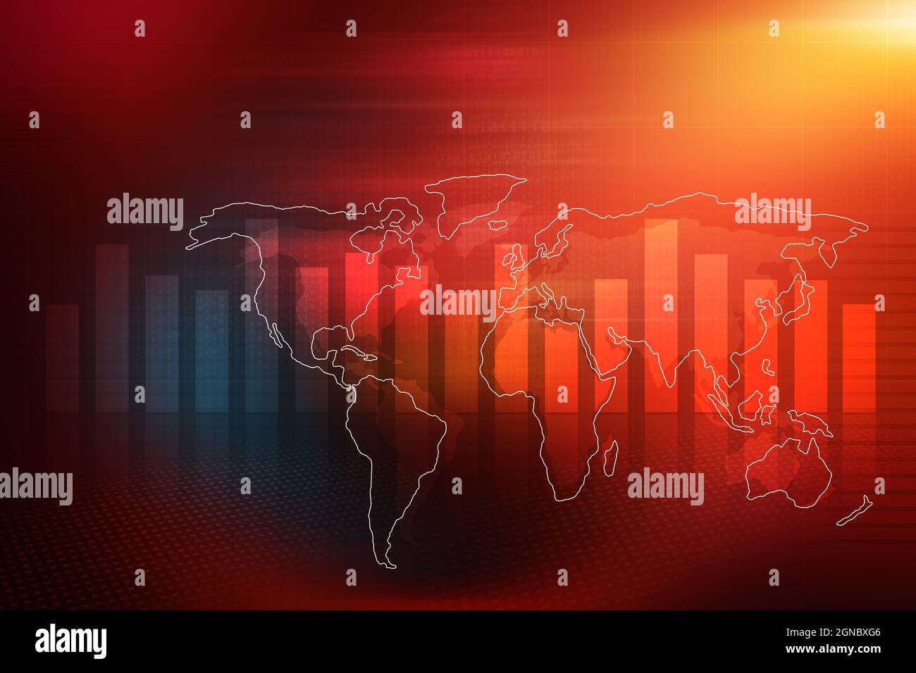Economic stock market report red theme background, graphical income ...