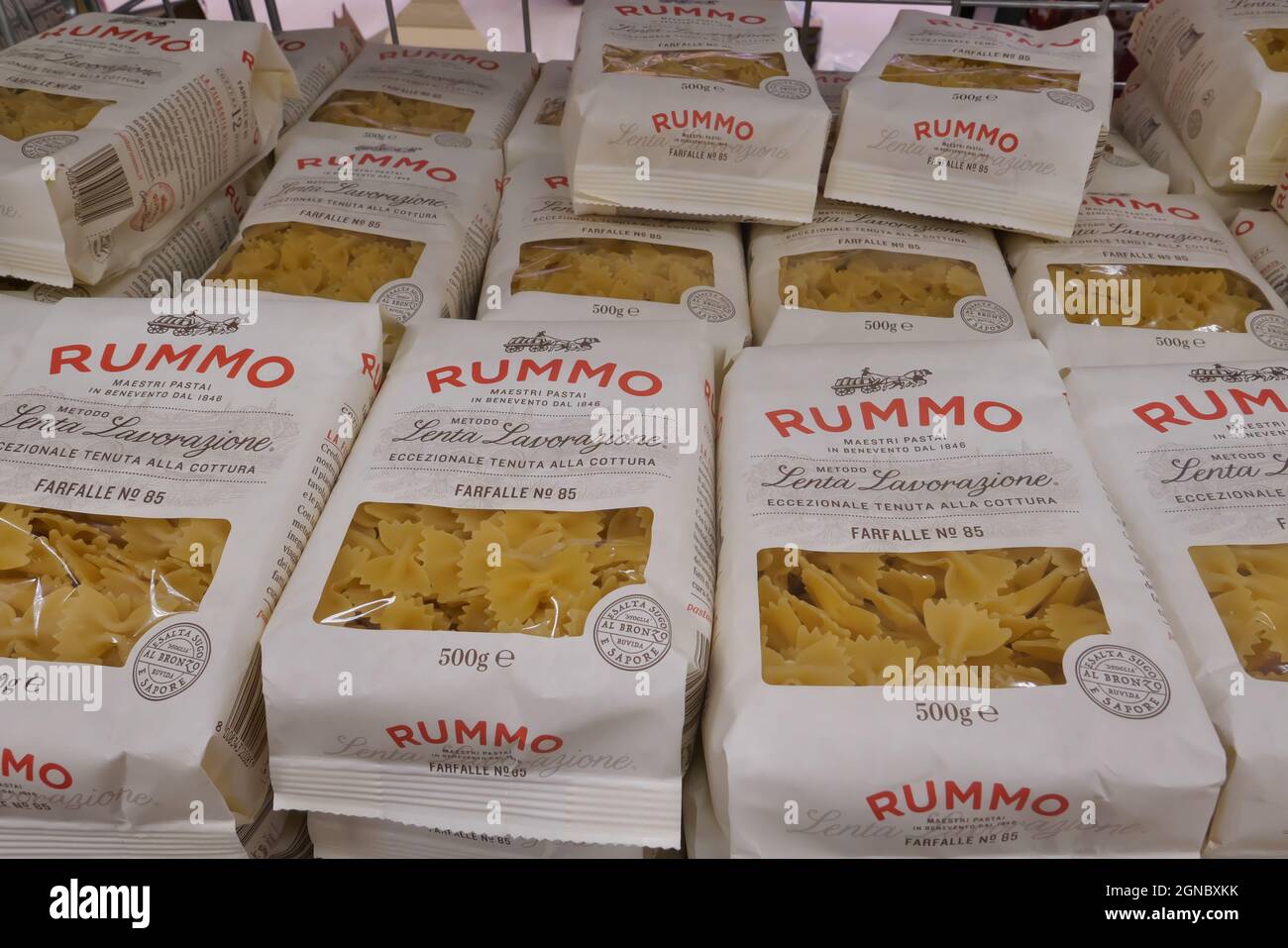 RUMMO PACKS OF ITALIAN PASTA ON DISPLAY INSIDE THE FOOD MEGA STORE ...