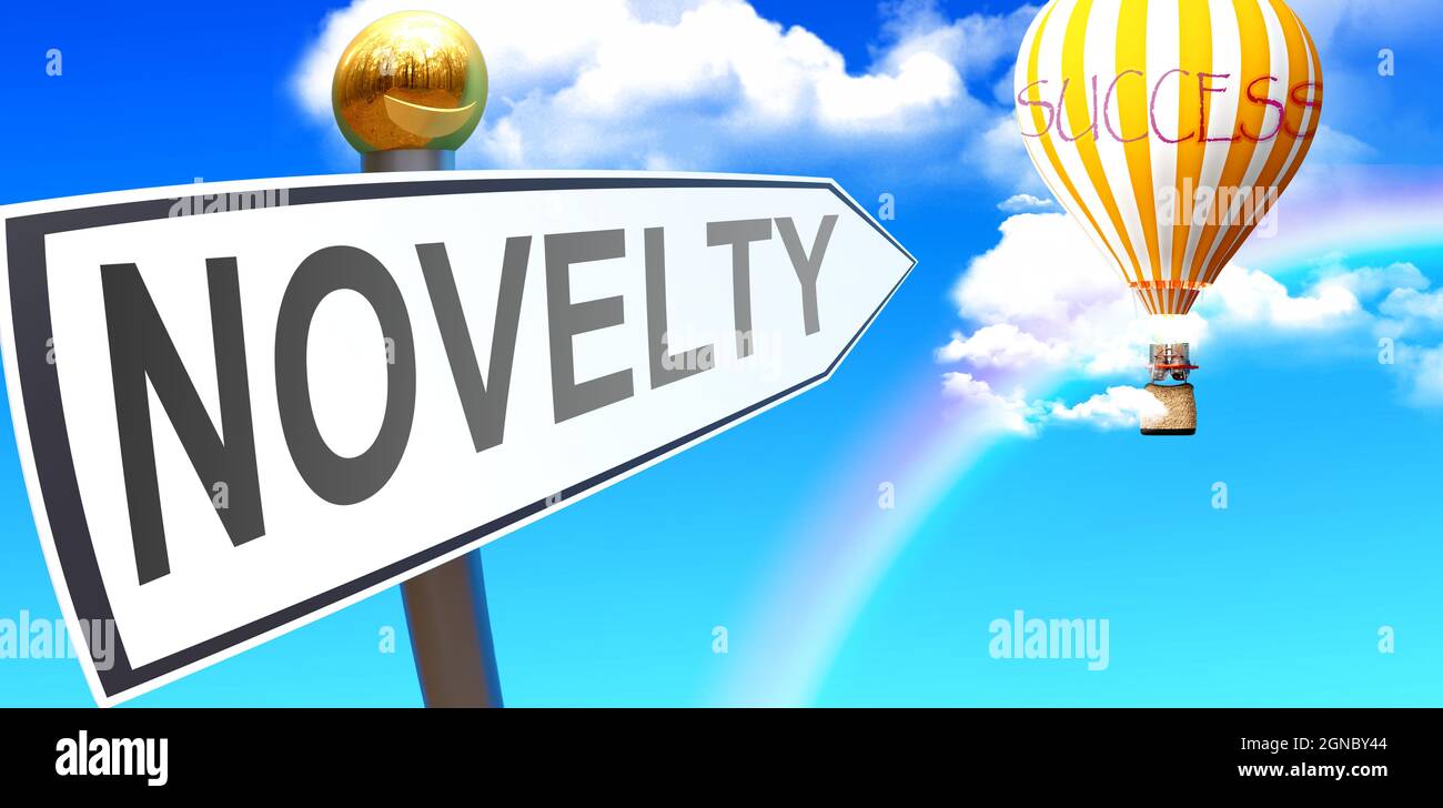 Novelty leads to success - shown as a sign with a phrase Novelty ...