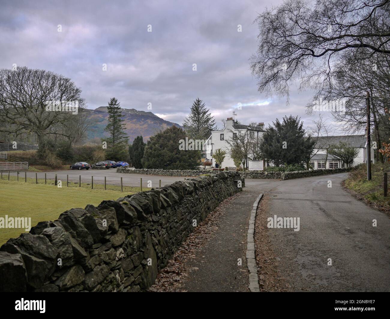 Scottish Highlands, Jan 23, 2011. Approaching Rowardennan Hotel on the ...
